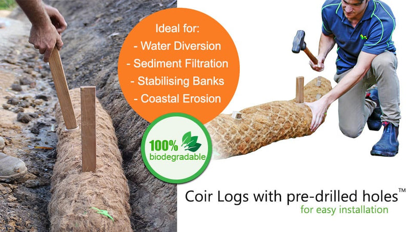 Coir Logs & Bales for Sale Online Australia | Aussie Environmental